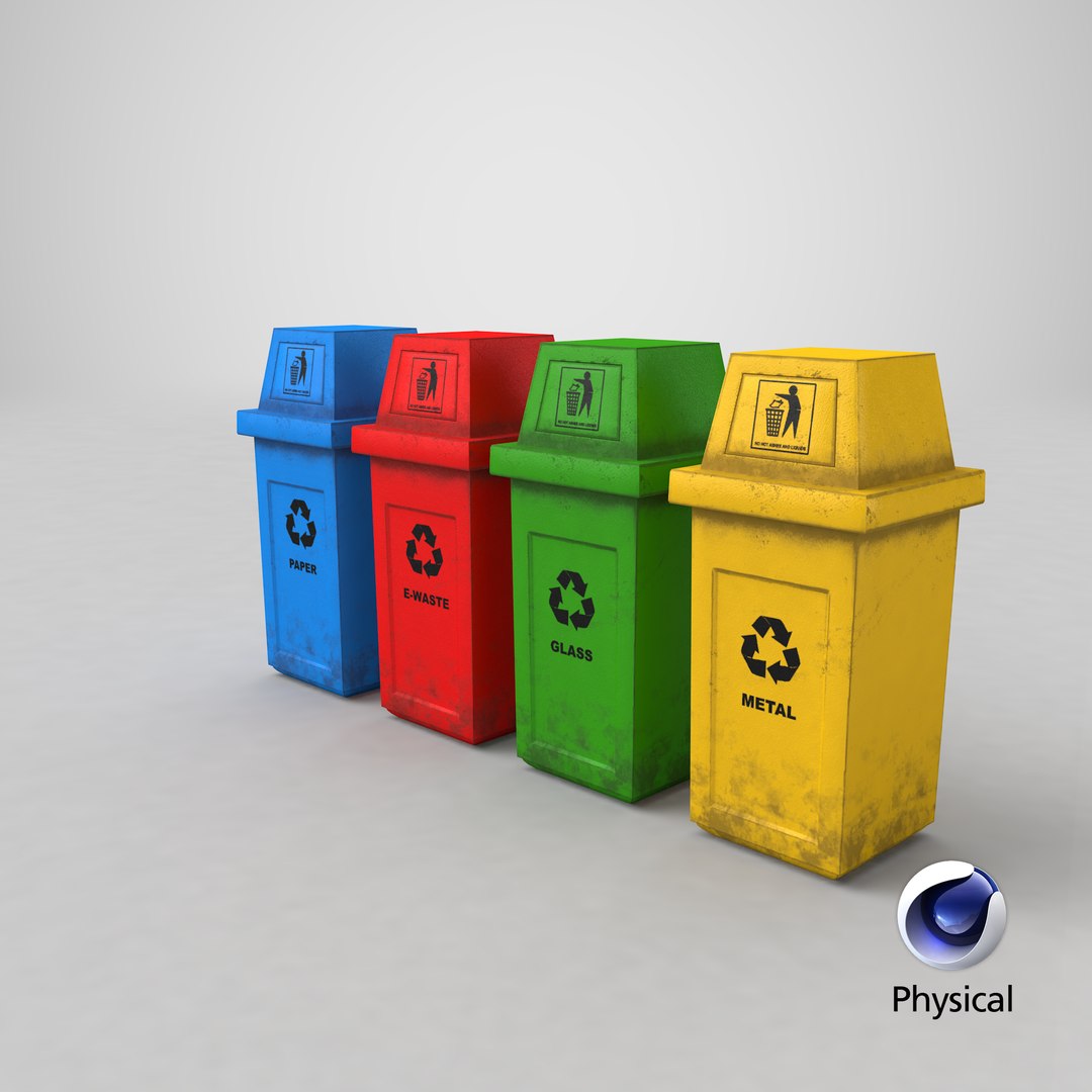 Hooded Recycle Bins 3D Model - TurboSquid 1469828