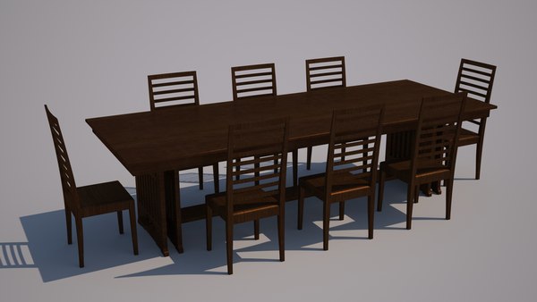 large dining room table chairs 3d model