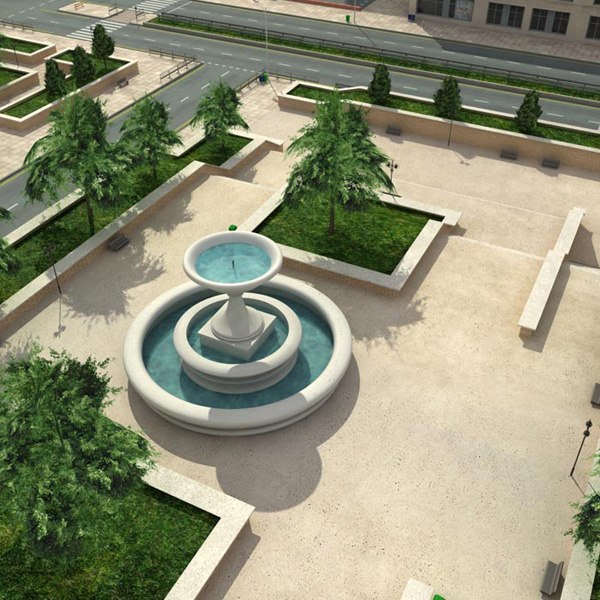 3d model city park blocks cityscape