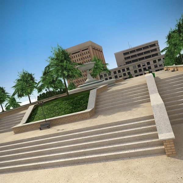 3d model city park blocks cityscape