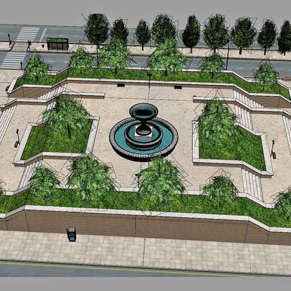 3d model city park blocks cityscape