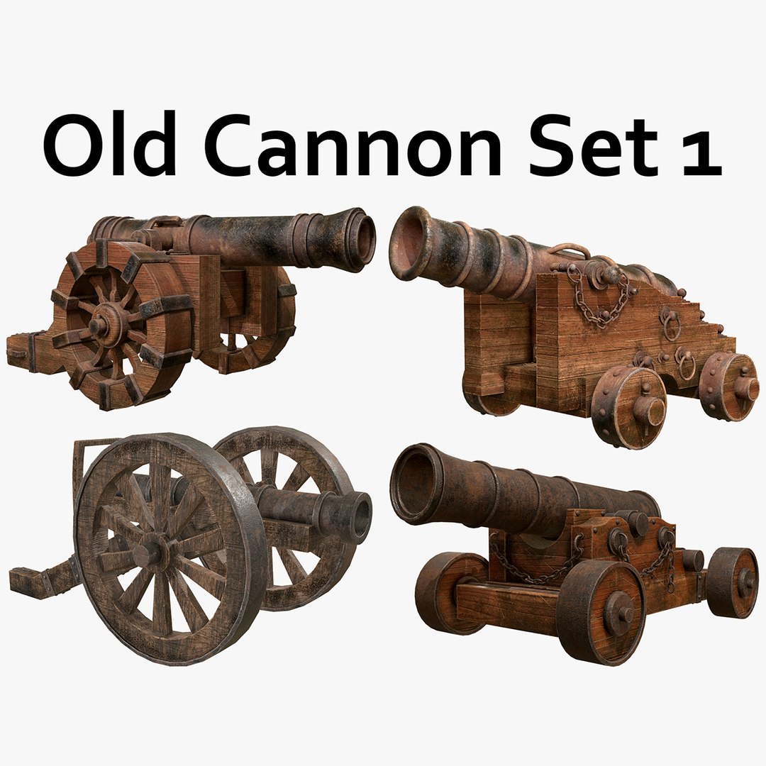 3D Model Old Cannon Set 1 - TurboSquid 2308394