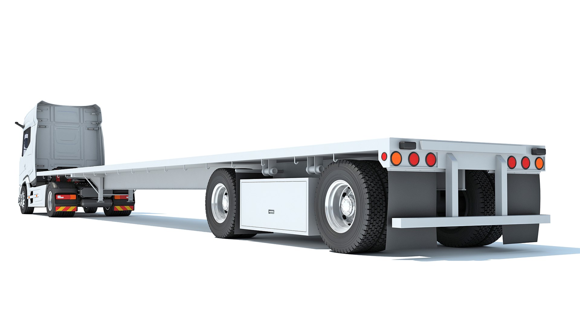 3D Truck With Flatbed Trailer Model - TurboSquid 2162098