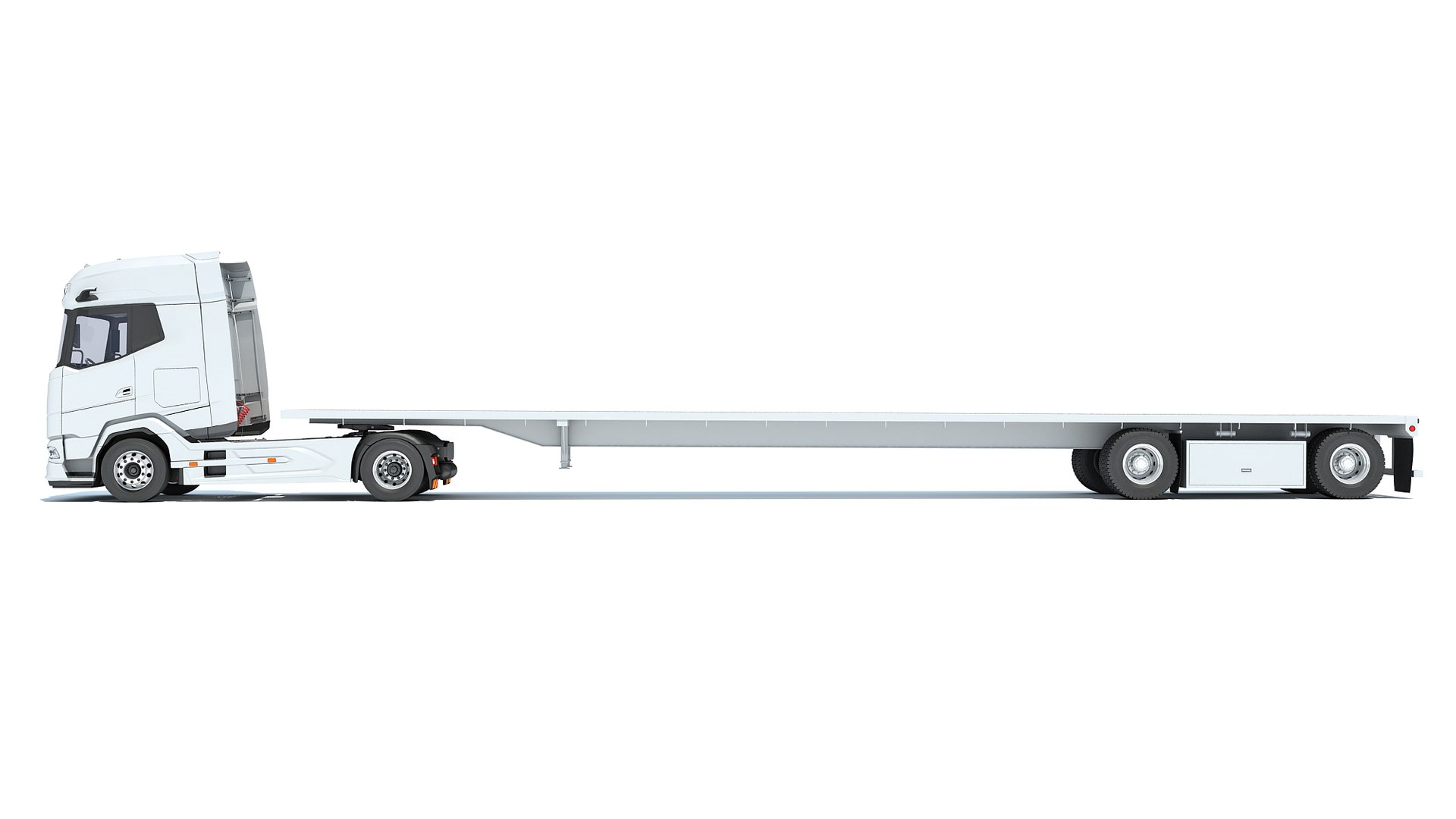 3D Truck With Flatbed Trailer Model - TurboSquid 2162098