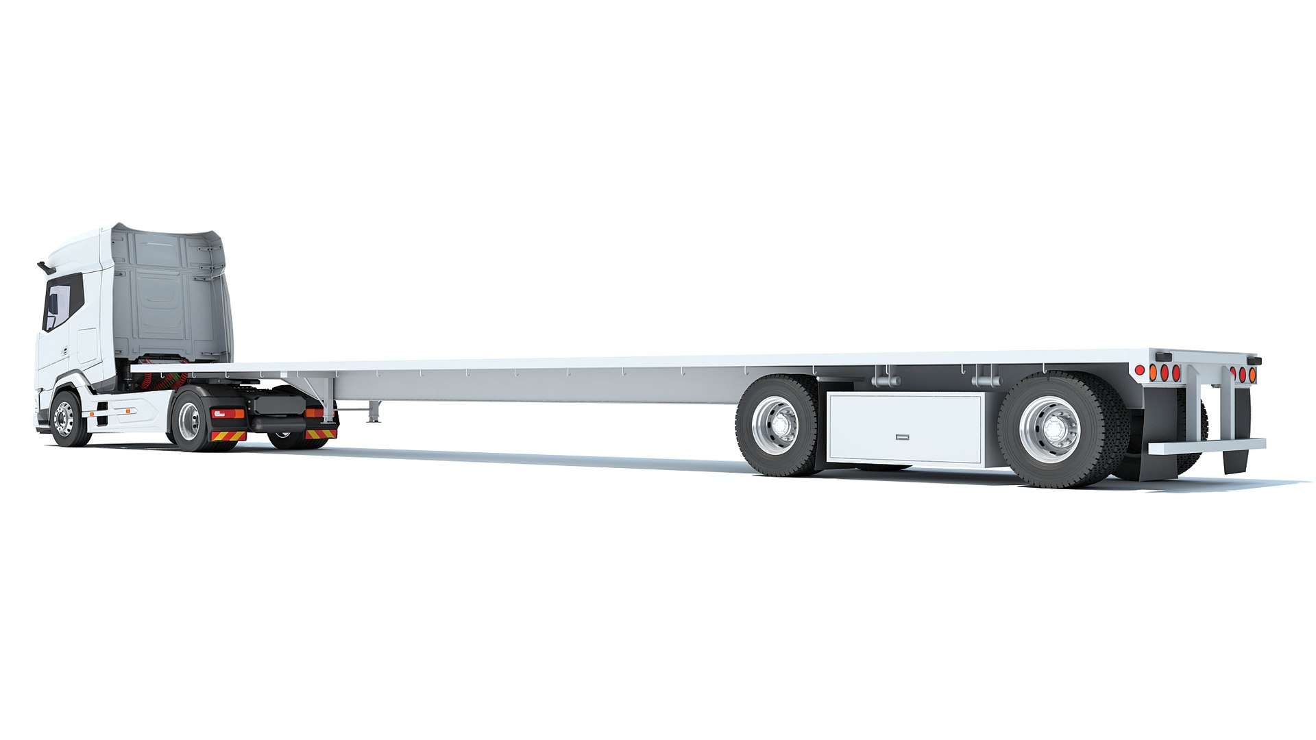 3D Truck With Flatbed Trailer Model - TurboSquid 2162098