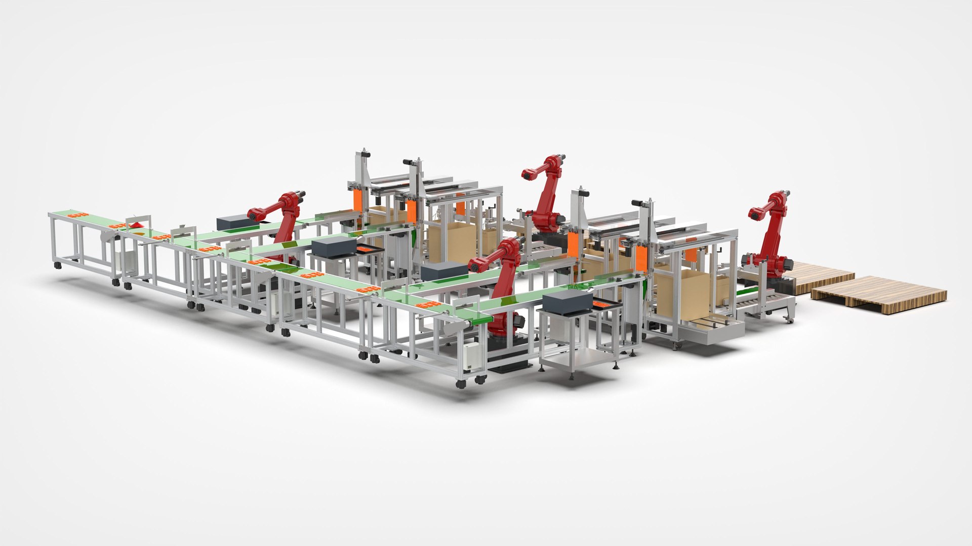 Automatic Packaging Sorting And Stacking Line Model - TurboSquid 2048525