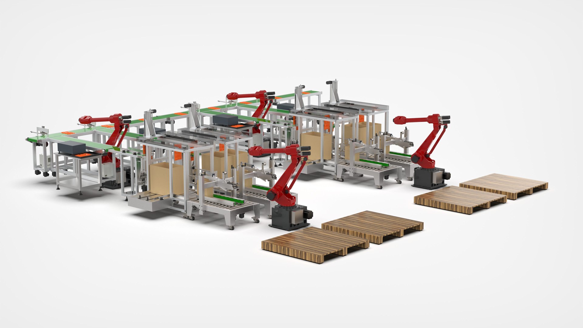 Automatic Packaging Sorting And Stacking Line Model - TurboSquid 2048525
