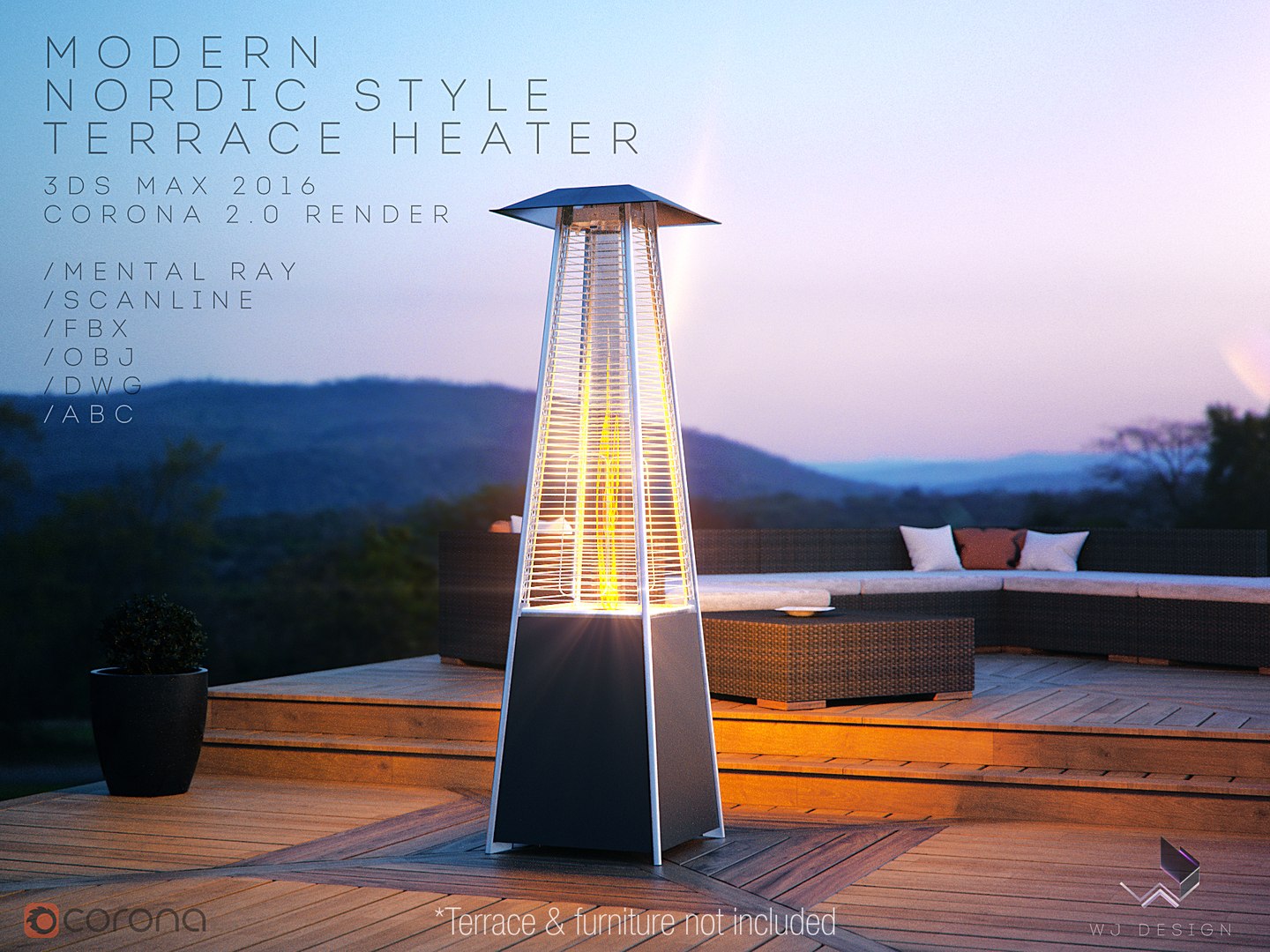 Modern Nordic Terrace Heater 3D - TurboSquid 1310534