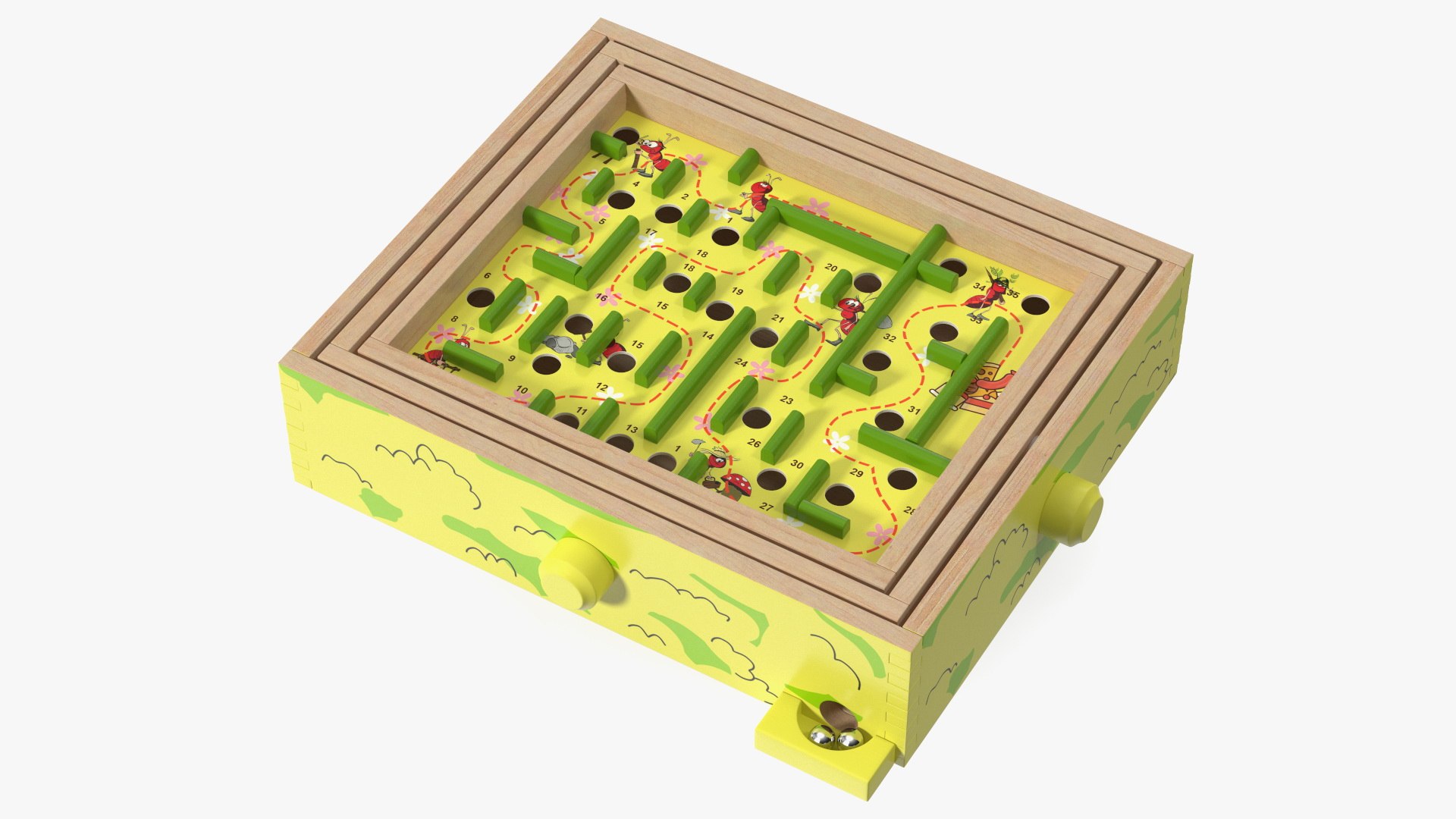 3D Wooden Maze Game With Steel Marbles Painted - TurboSquid 1782438