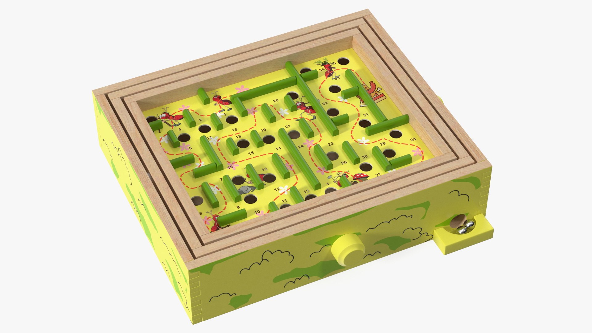 3D Wooden Maze Game With Steel Marbles Painted - TurboSquid 1782438