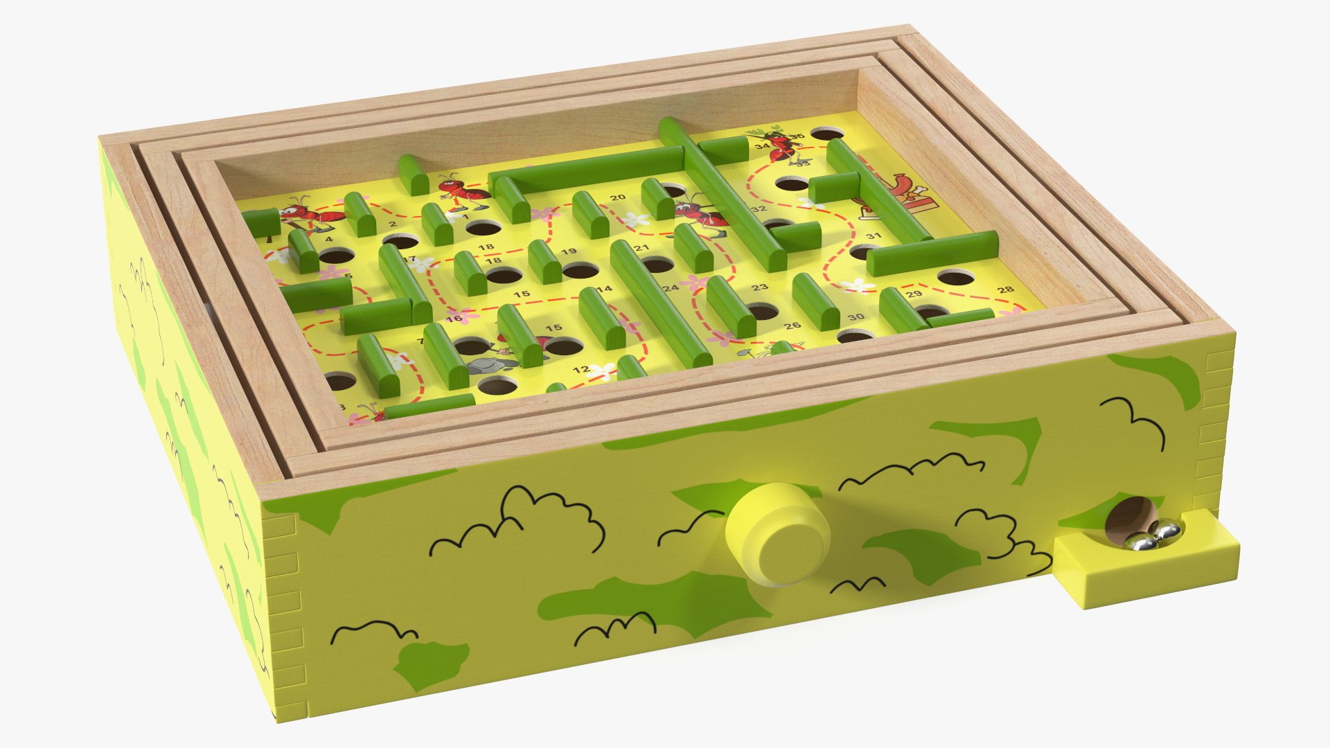 3D Wooden Maze Game With Steel Marbles Painted - TurboSquid 1782438