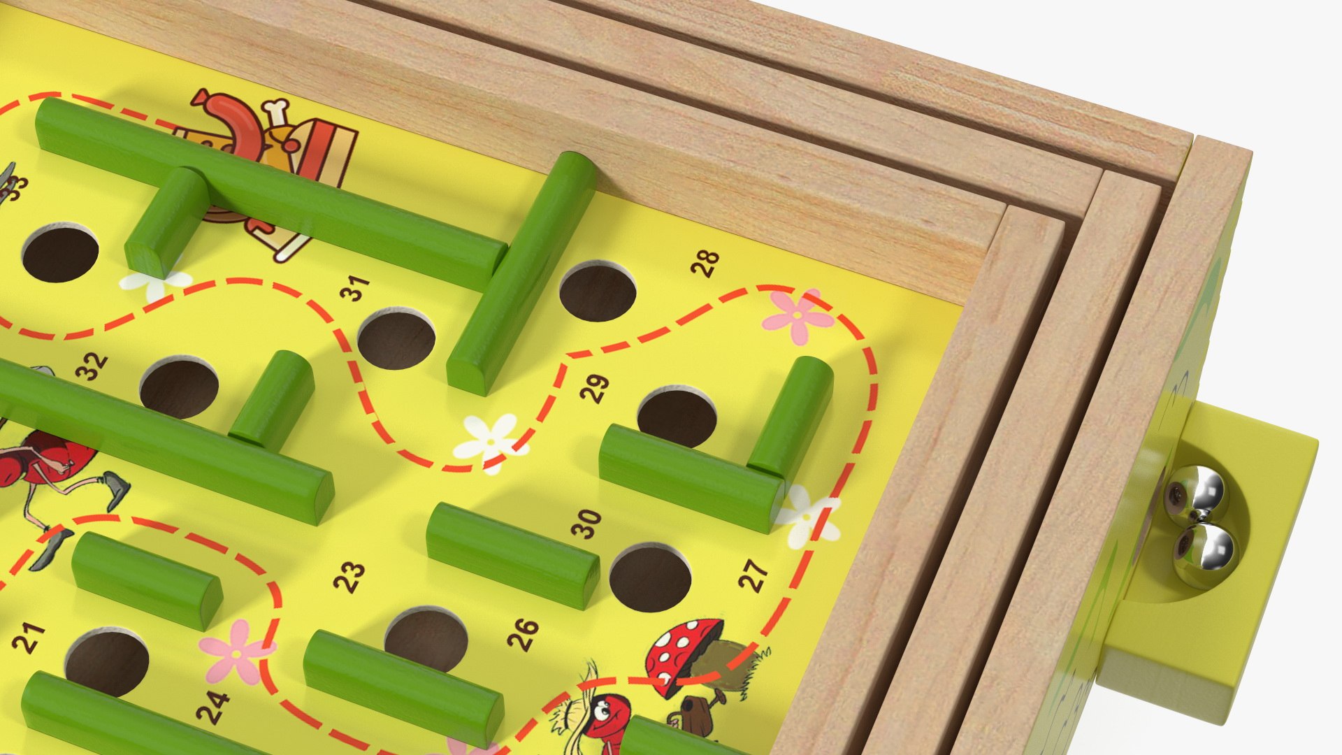 3D Wooden Maze Game With Steel Marbles Painted - TurboSquid 1782438
