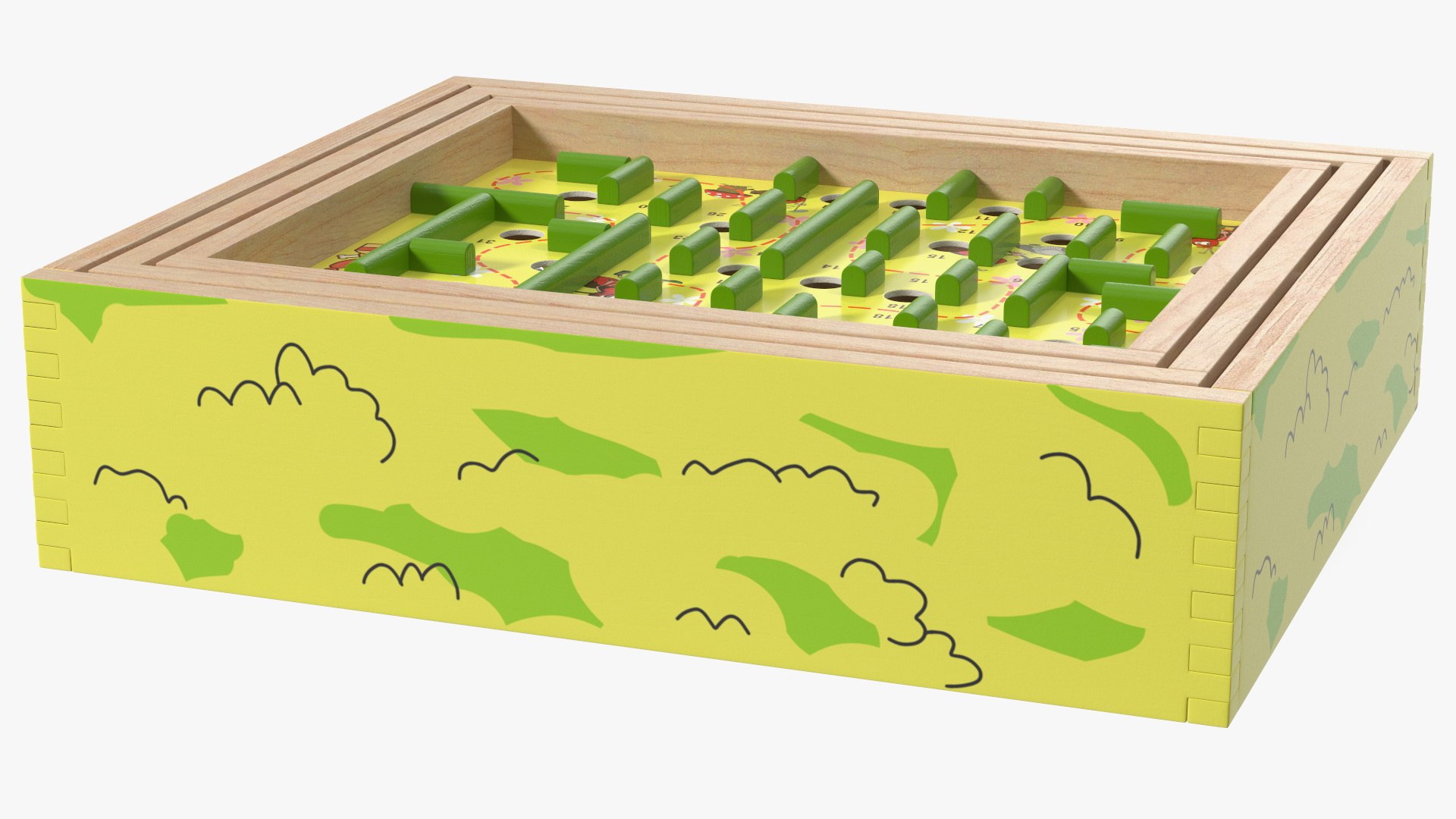 3D Wooden Maze Game With Steel Marbles Painted - TurboSquid 1782438