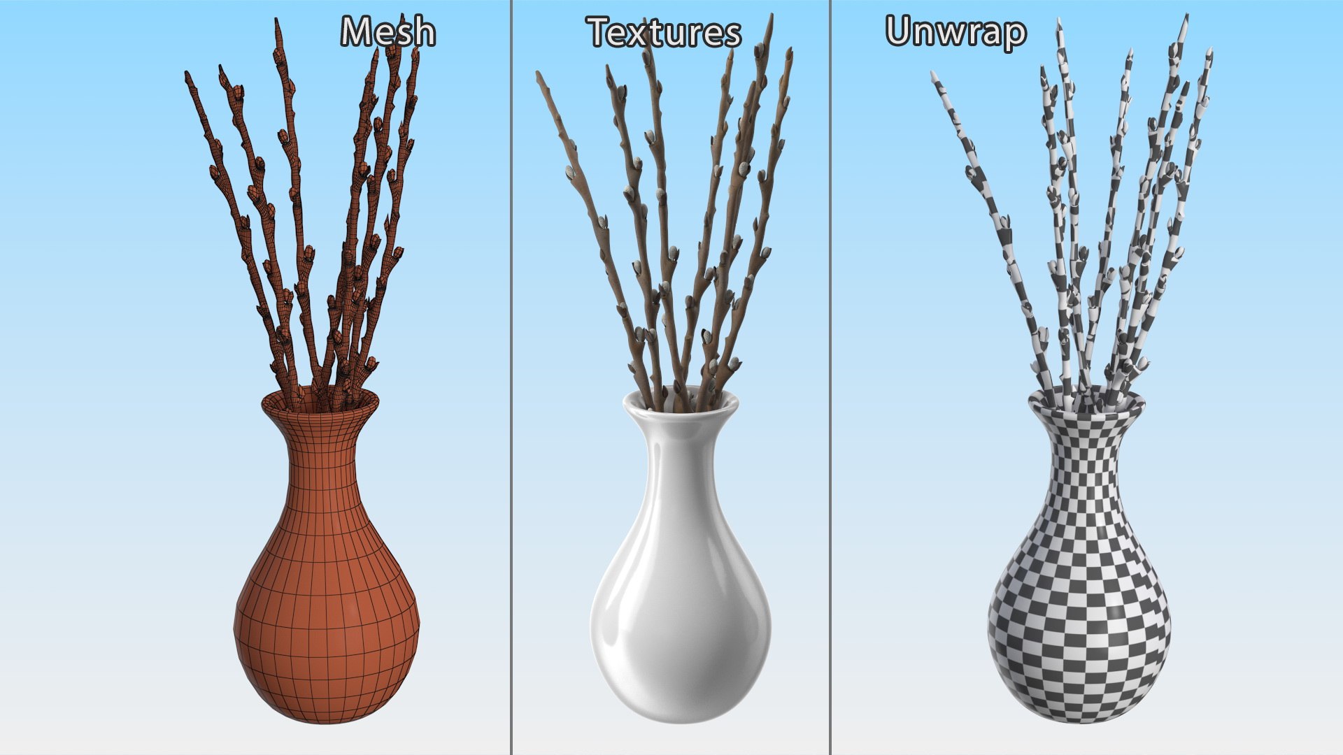Dry Willow Branches In Vase 3D Model - TurboSquid 2396086