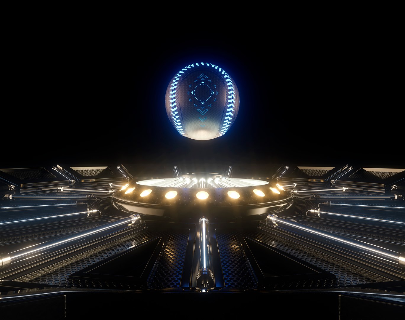 3D Futuristic Baseball Ball And Stage - TurboSquid 2128416