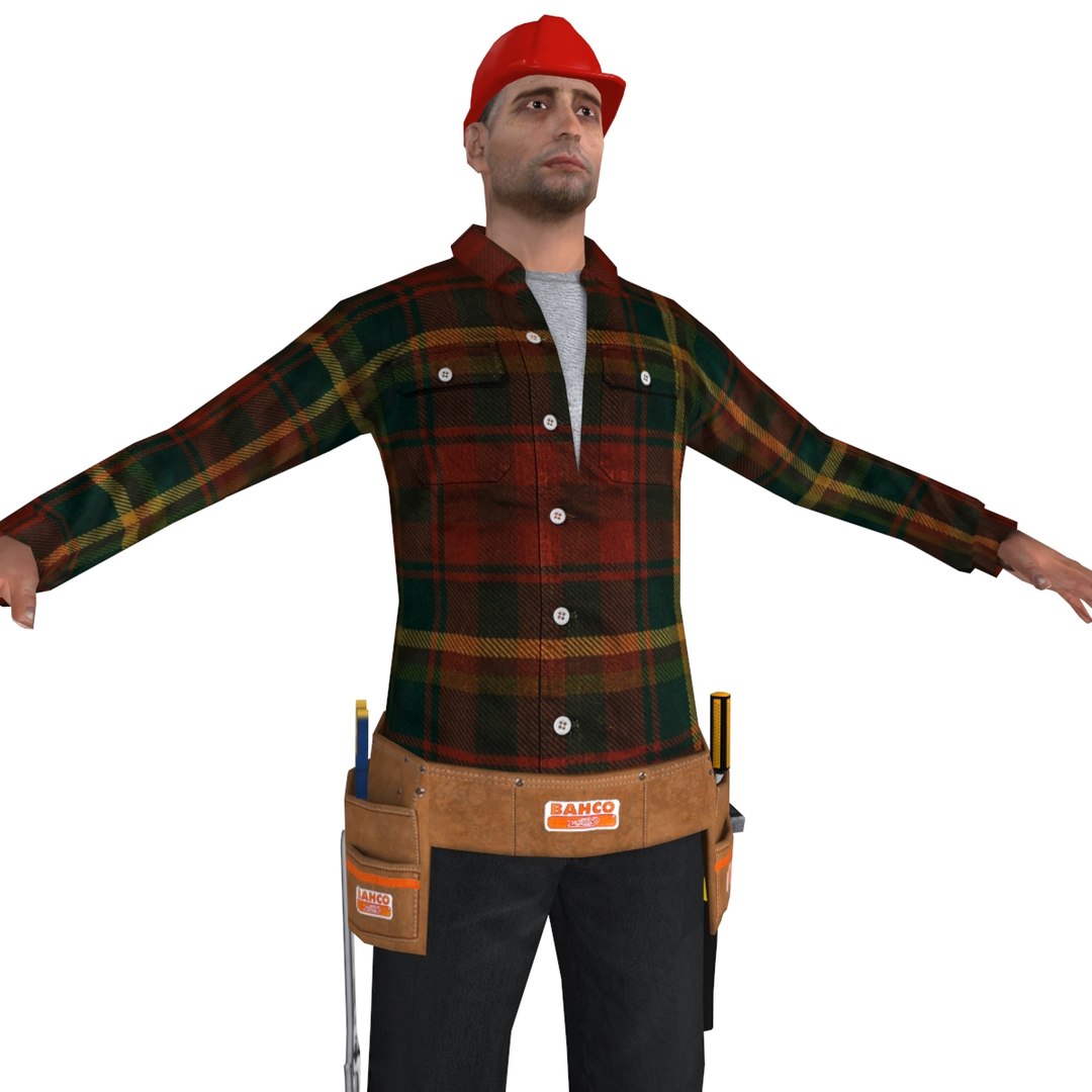 3d worker man model