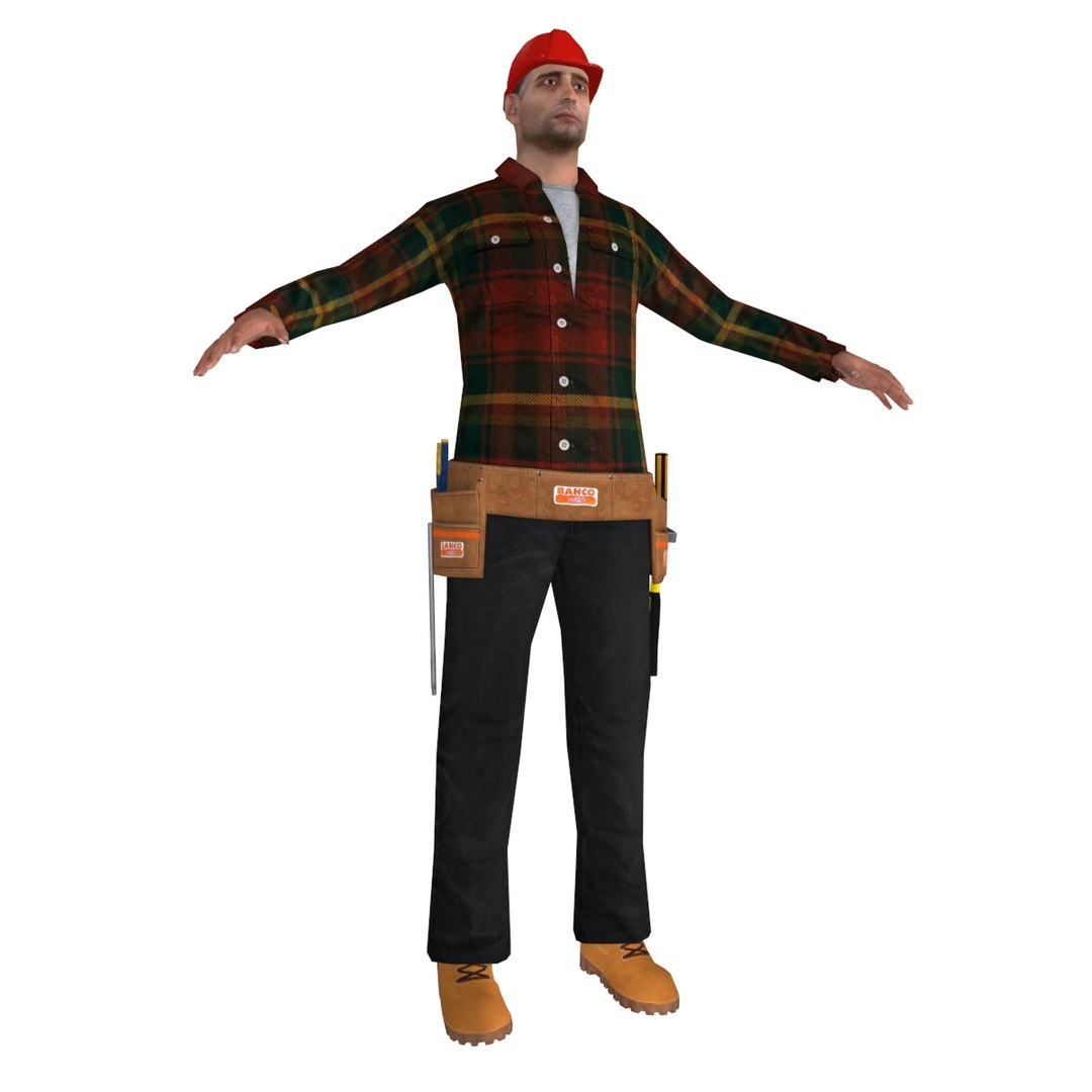 3d worker man model