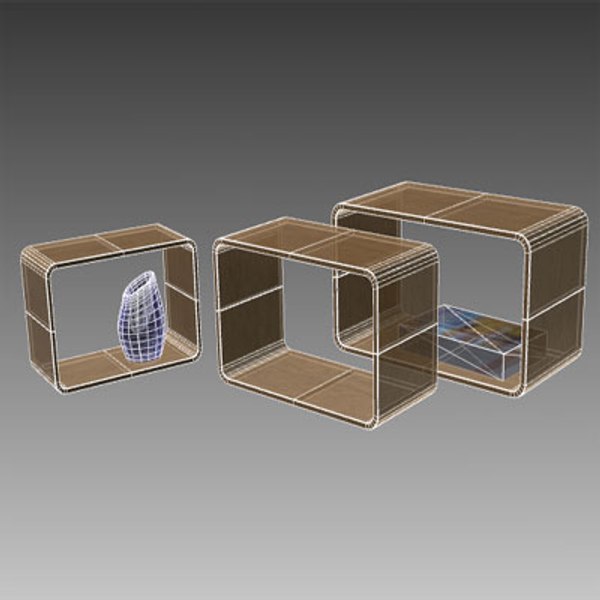 3d birch cubes storage shelving model
