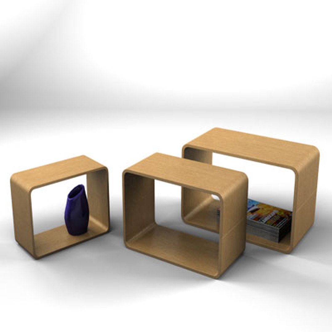 3d Birch Cubes Storage Shelving Model