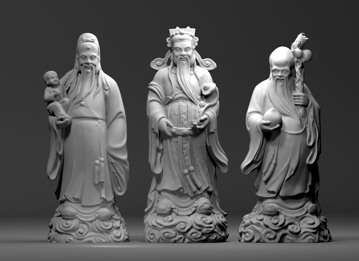 3D Model Fu Lu Shou - TurboSquid 1641662