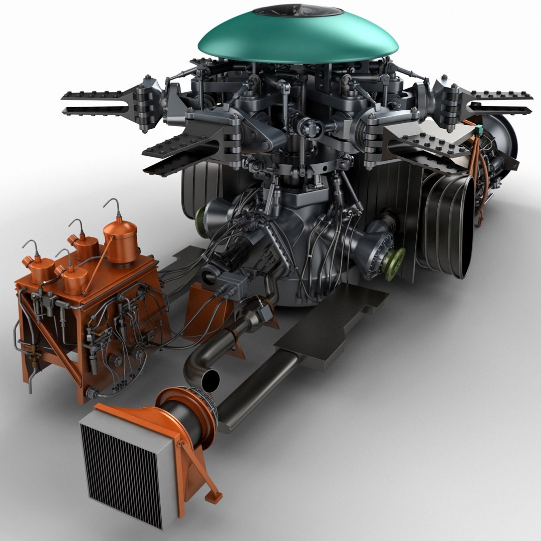 Helicopter Engine 3 3d Model