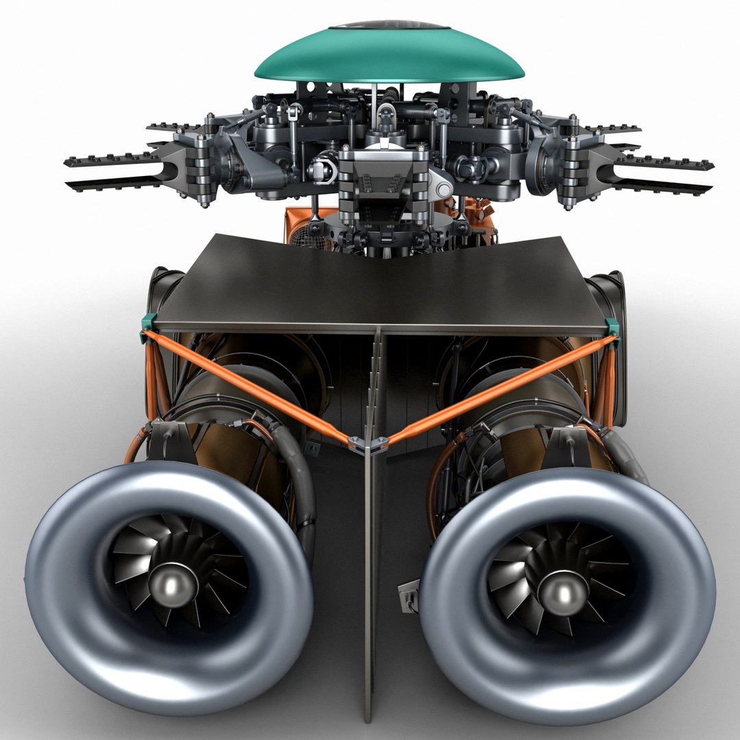 Helicopter Engine 3 3d Model