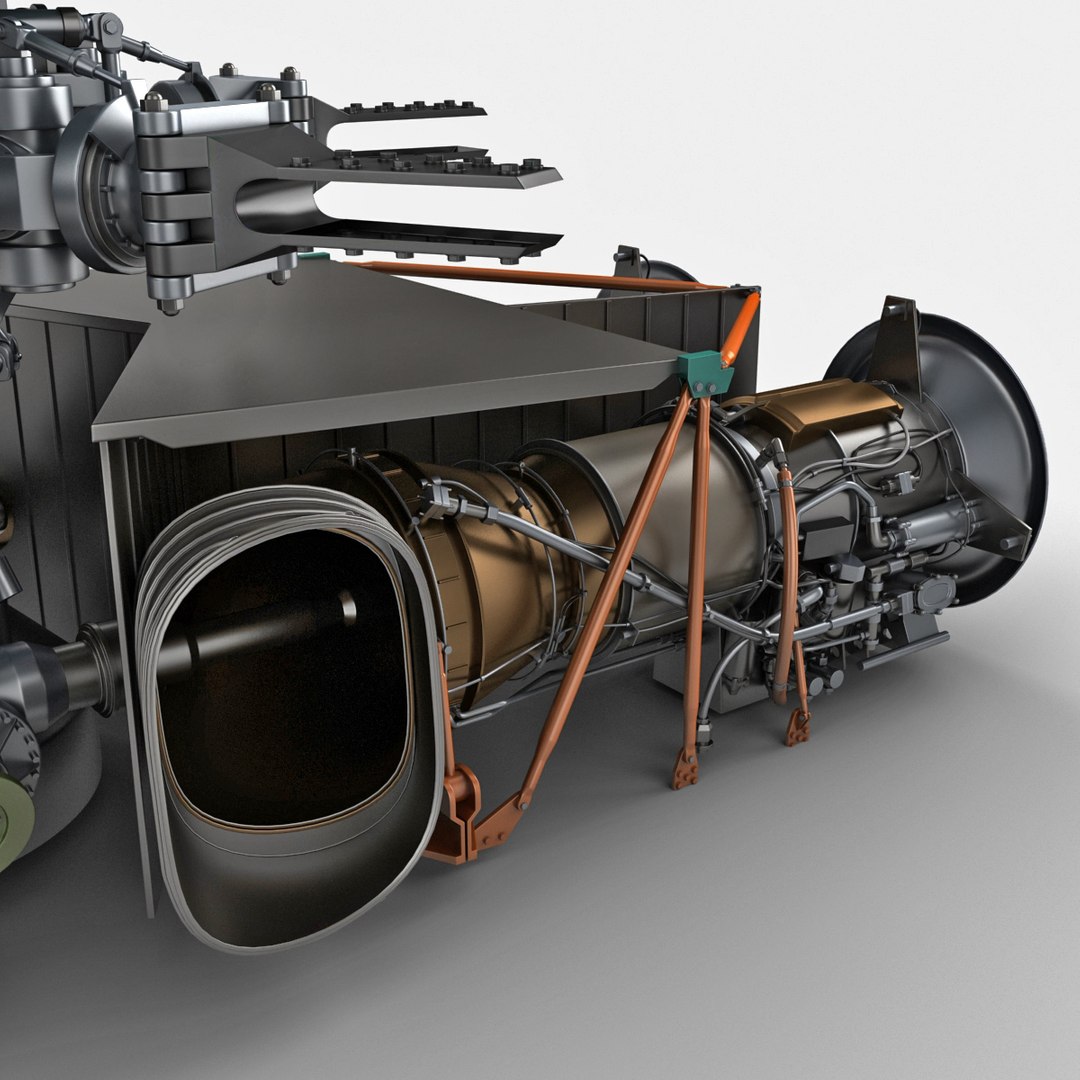 Helicopter Engine 3 3d Model
