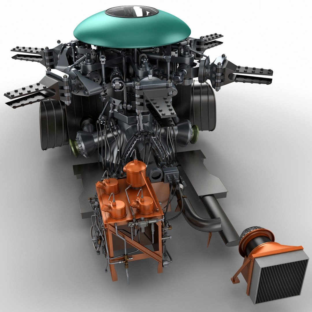 Helicopter Engine 3 3d Model