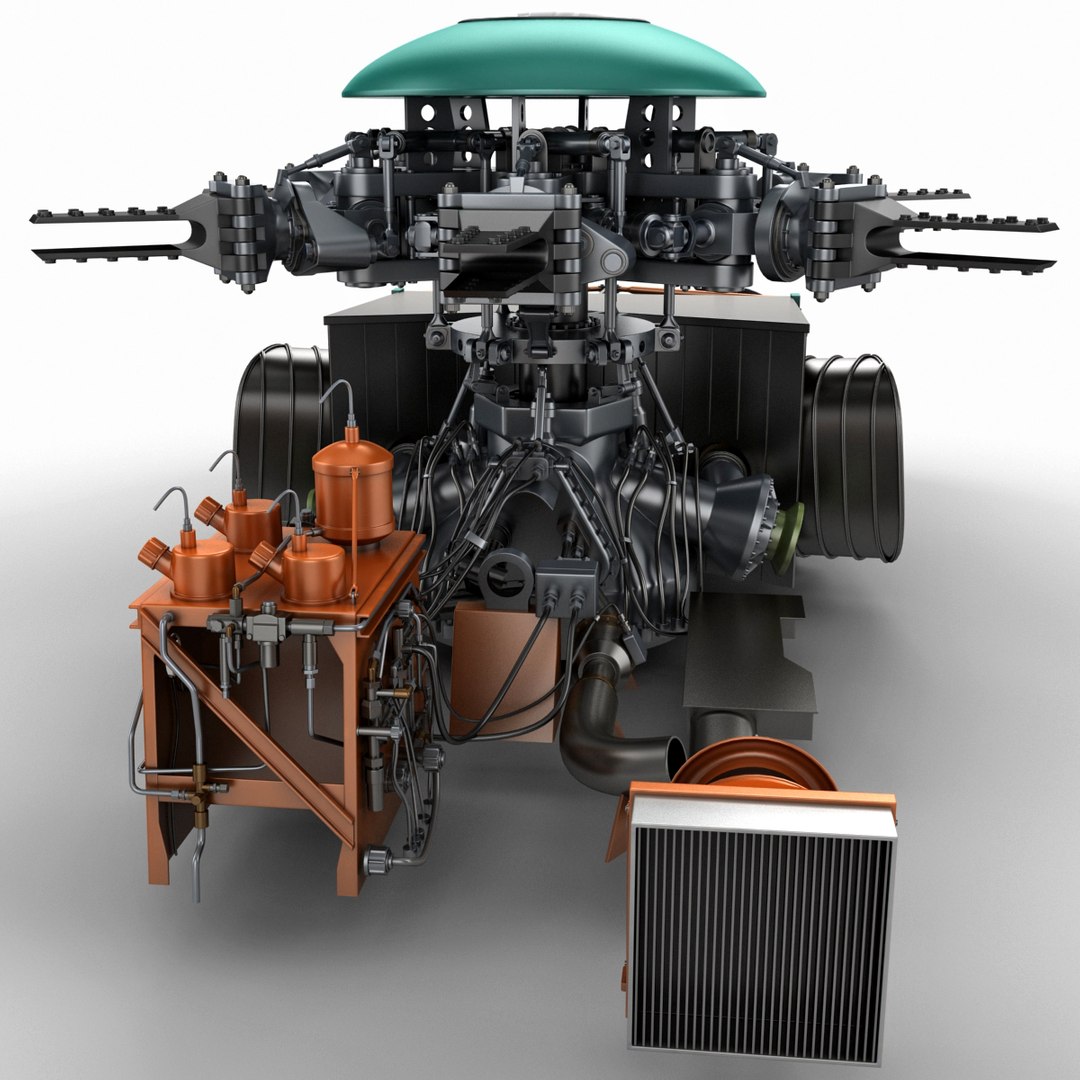 Helicopter Engine 3 3d Model