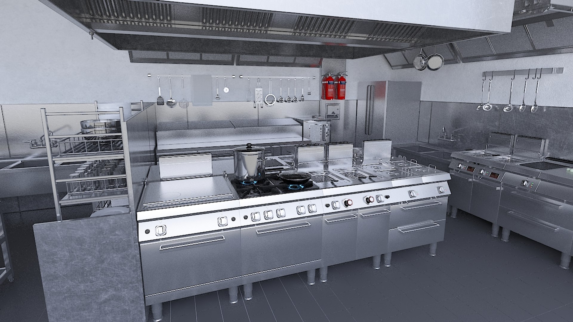 Commercial Kitchen 3 3D Model - TurboSquid 1342527
