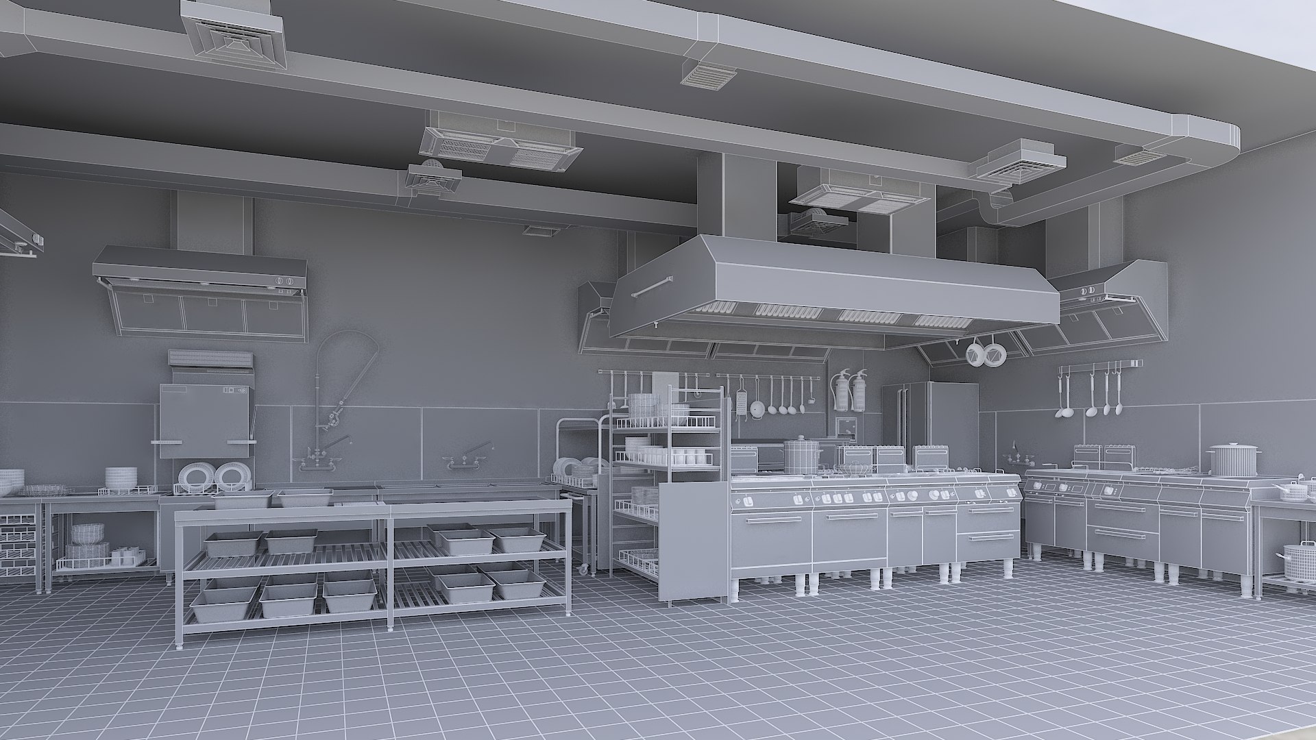 Commercial Kitchen 3 3D Model - TurboSquid 1342527