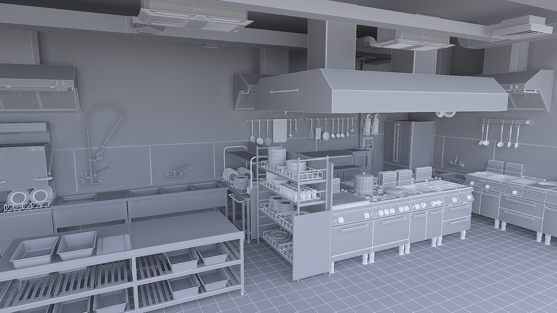 Commercial Kitchen 3 3D Model - TurboSquid 1342527