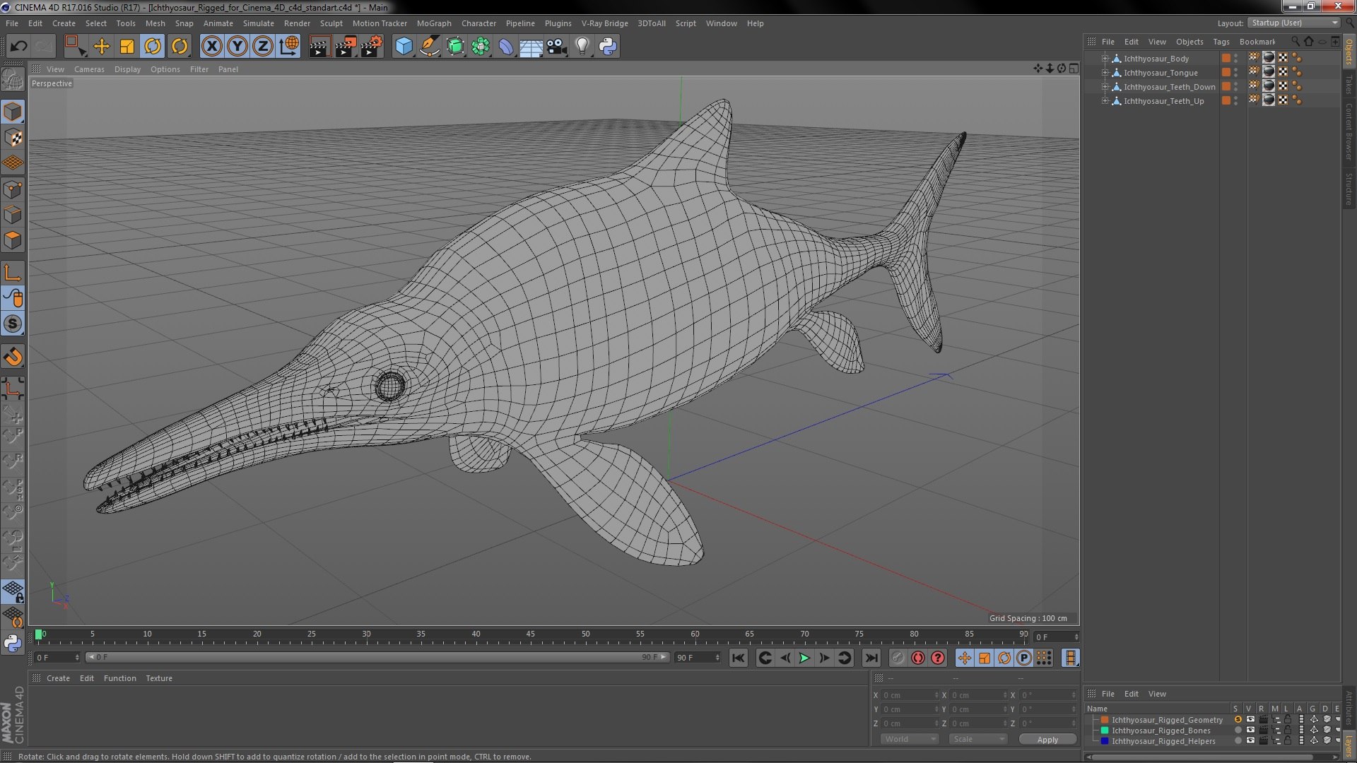 Ichthyosaur Rigged For Cinema 4D Model - TurboSquid 2095514