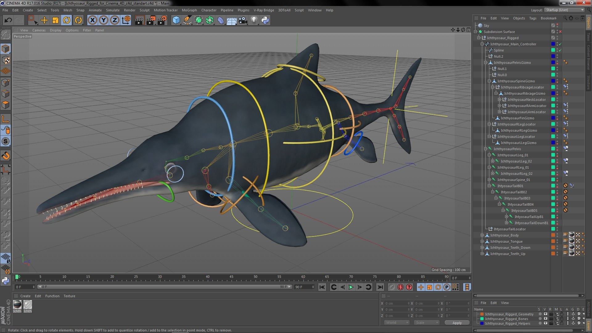 Ichthyosaur Rigged For Cinema 4D Model - TurboSquid 2095514