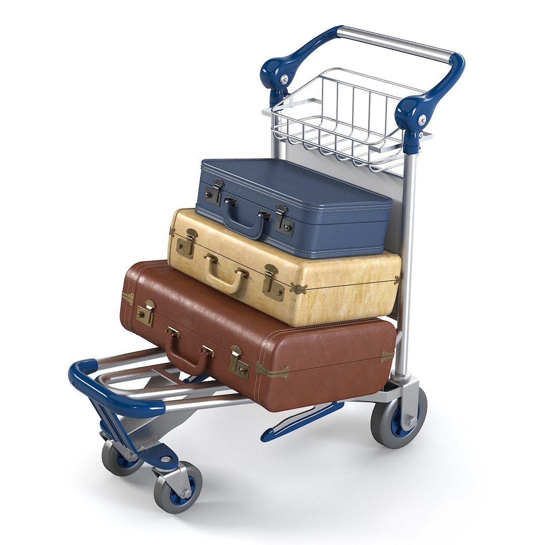 3d Model Loaded Baggage Cart