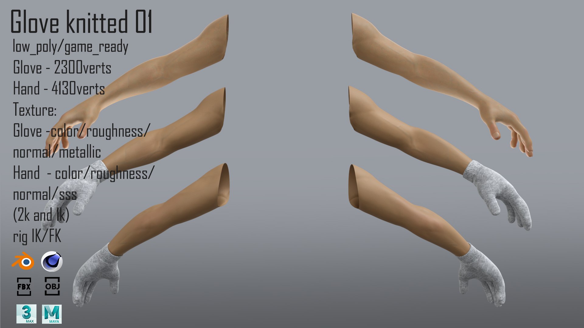 3D Glove knitted 01 - TurboSquid 1827790