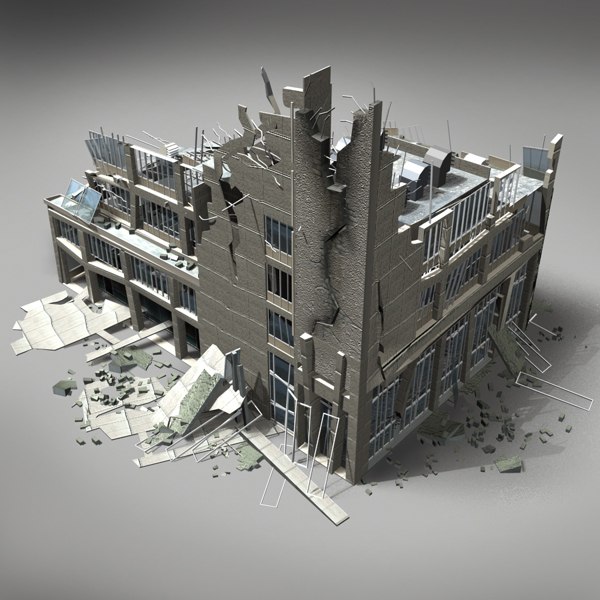 destroyed building 09 damaged 3d max