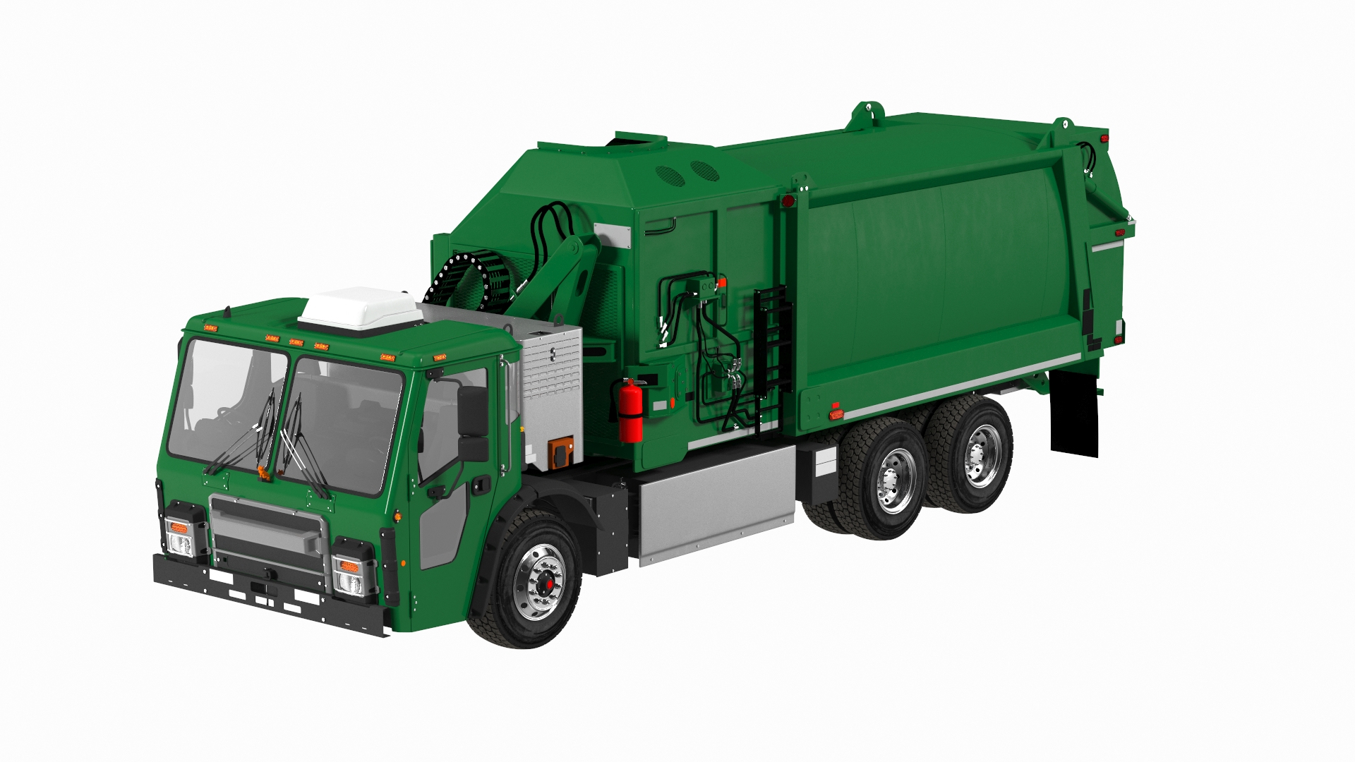 3D Refuse Truck Electric Green Simple Interior Rigged For Cinema 4D ...