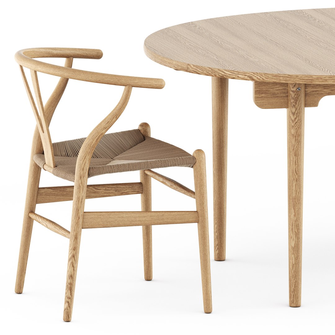 3D CH24 chair and CH337 table - TurboSquid 1802044