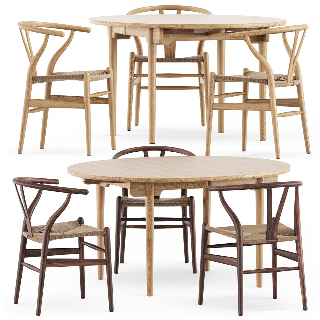 3D CH24 chair and CH337 table - TurboSquid 1802044