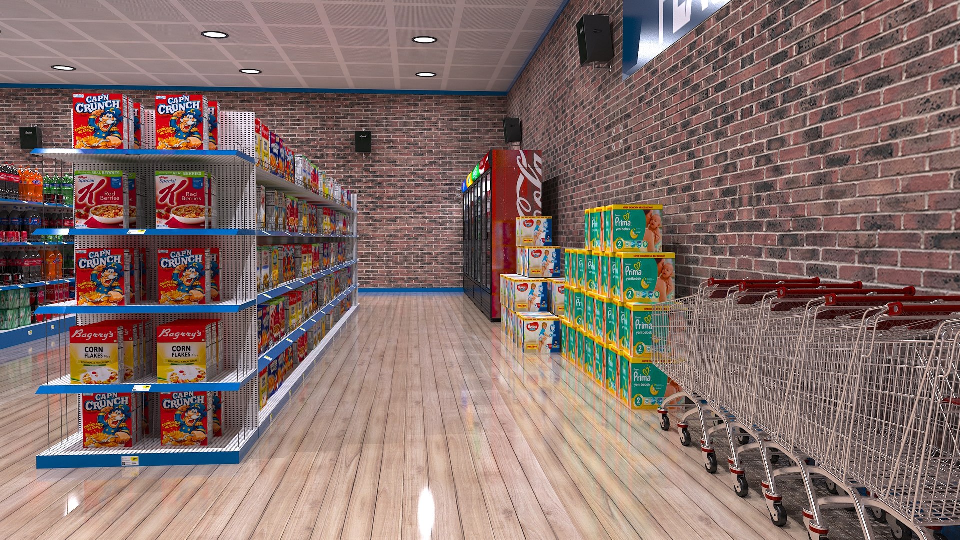 Supermarket store shopping 3D model - TurboSquid 1528013