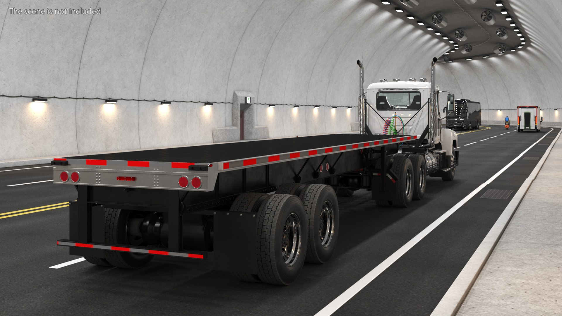 Commercial Truck And Flatbed Trailer Model - TurboSquid 2343159