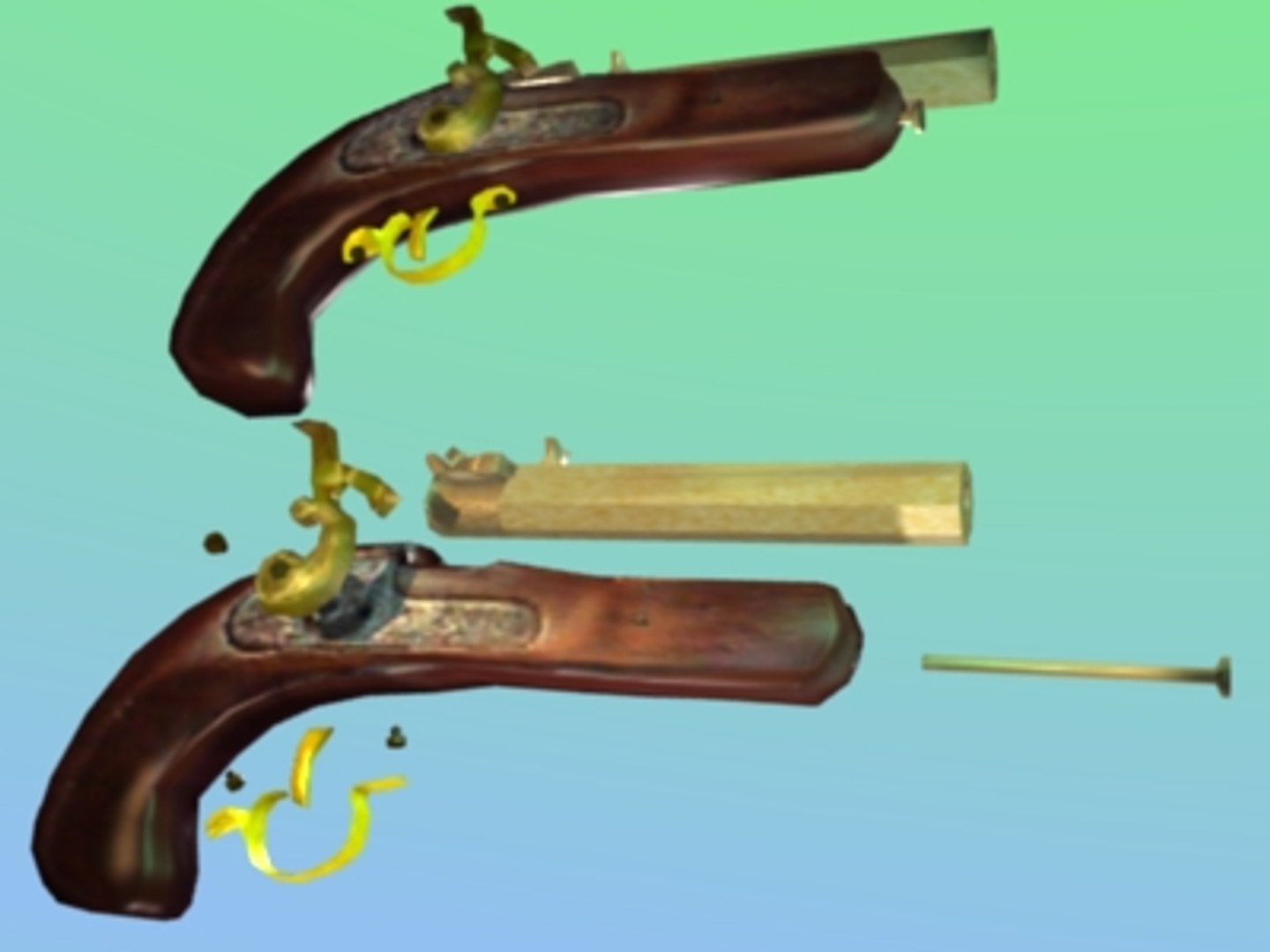 3d flintlock pistol model