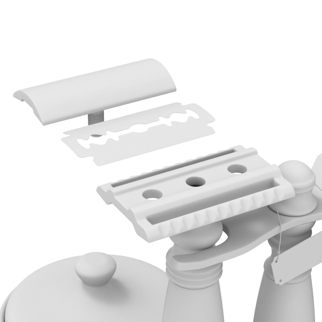 Shaving Kit With Wooden Handles 3D Model - TurboSquid 2212709