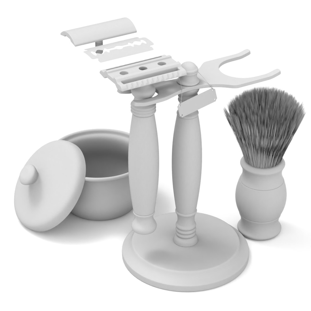 Shaving Kit With Wooden Handles 3D Model - TurboSquid 2212709