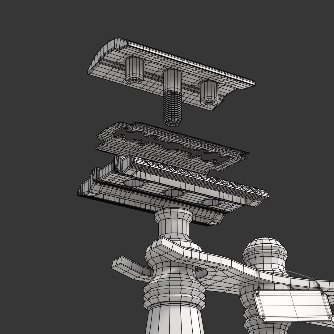 Shaving Kit With Wooden Handles 3D Model - TurboSquid 2212709