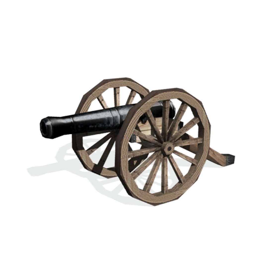 3d Historical Cart Cannon Gatling Gun