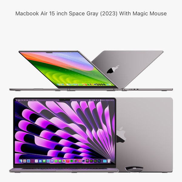 Apple MacBook Air 15 inch Space Gray 2023 With Magic Mouse3Dモデル ...