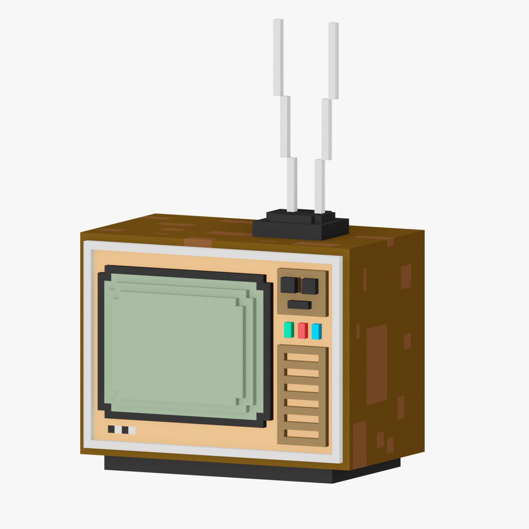 Vintage TV pixel art 3D - TurboSquid 1818281