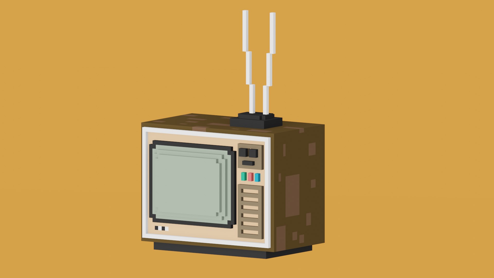 Vintage TV Pixel Art 3D - TurboSquid 1818281